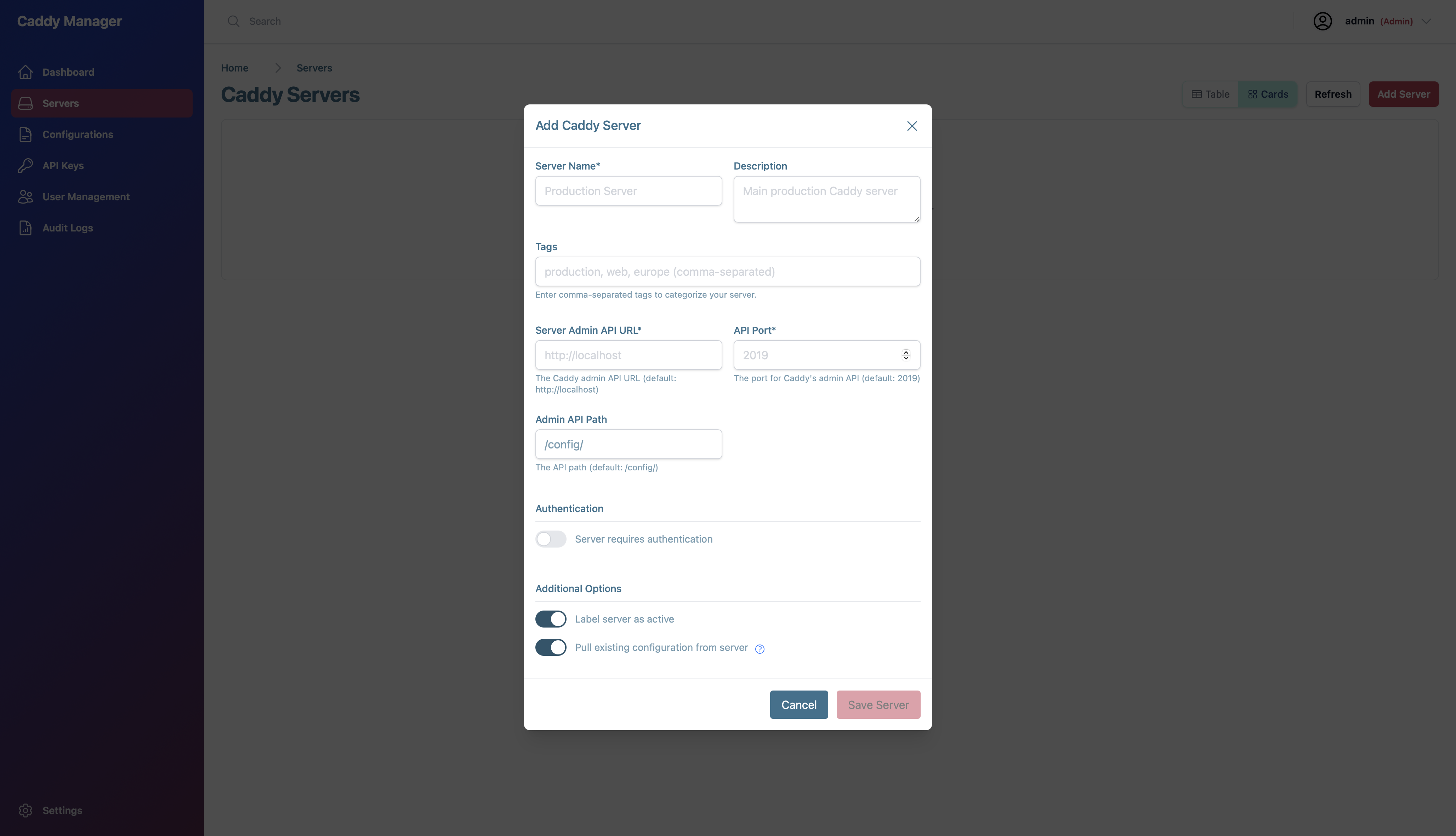 Caddy Manager - Open Source Web UI for managing Caddy!