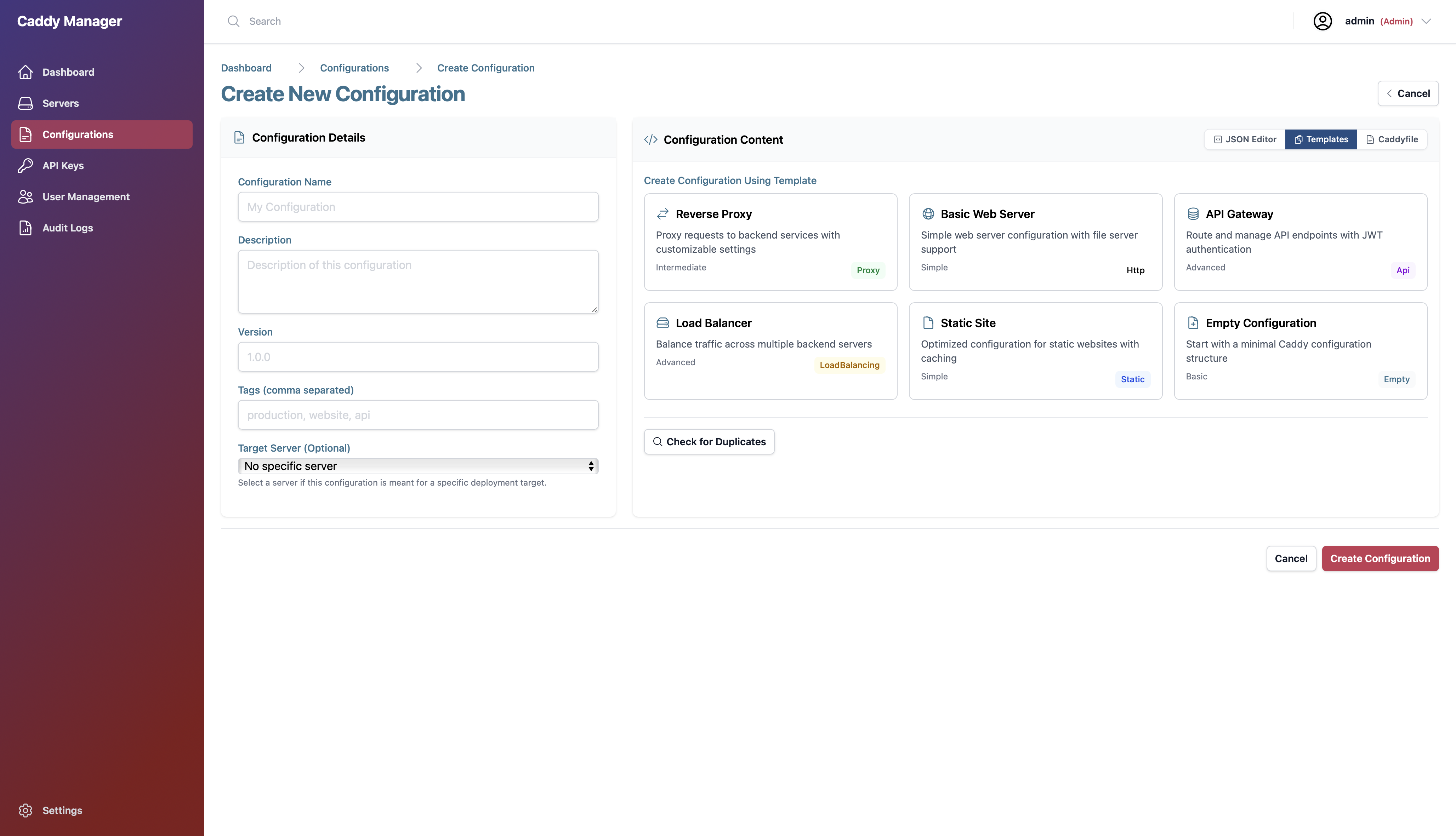 Caddy Manager - Open Source Web UI for managing Caddy!